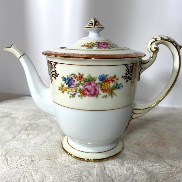 Noritake | Dining | Vintage Noritake Gold Filigree Teapot Lid Red Bands ...